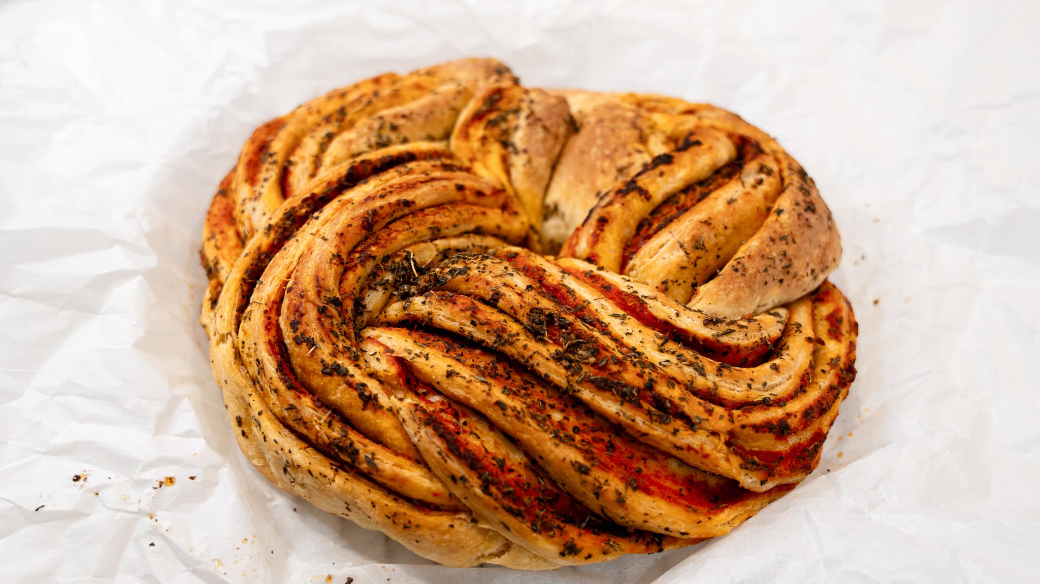 Savory Tomato Basil Sourdough Wreath - Our Family Cooks